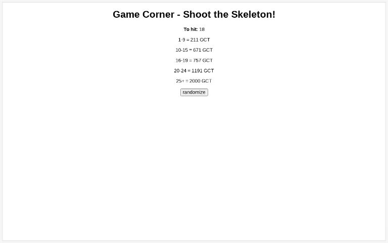 Game Corner - Shoot the Skeleton! ― Perchance Generator