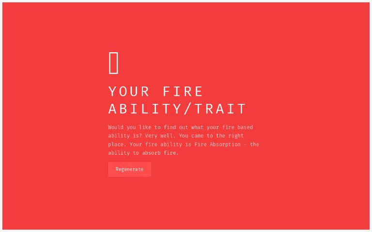 Your Fire Ability/Trait ― Perchance Generator