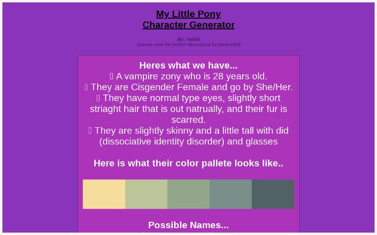 My Little Pony Character Generator