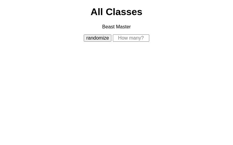 All Classes ― Perchance Generator