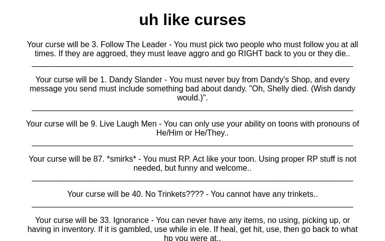 uh like curses ― Perchance Generator