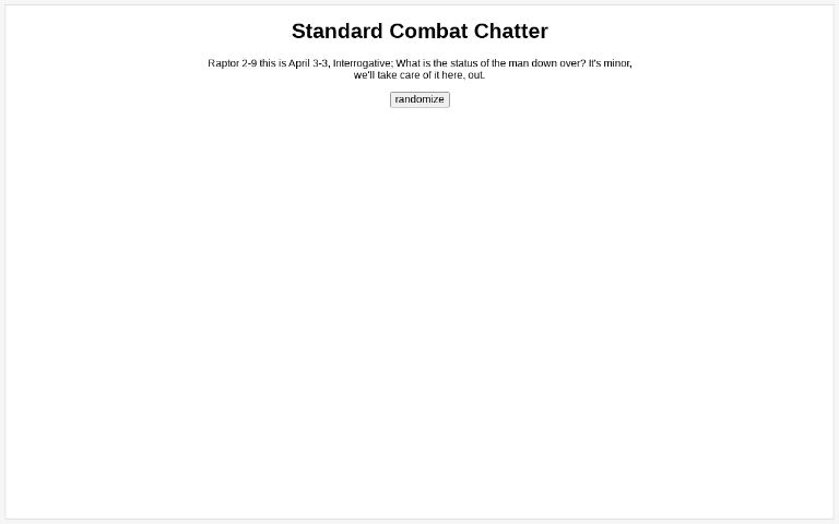 Standard Combat Chatter ― Perchance Generator