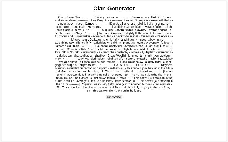 Clan Generator