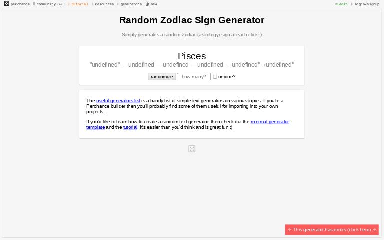 Random Zodiac Sign Generator