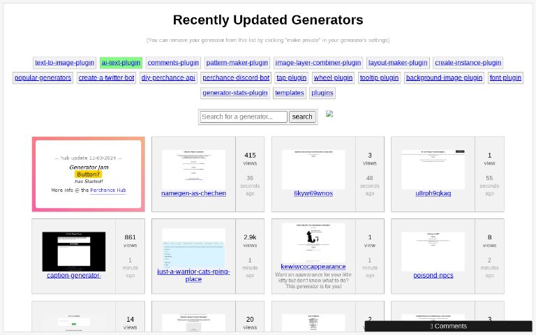 Recently Updated Generators