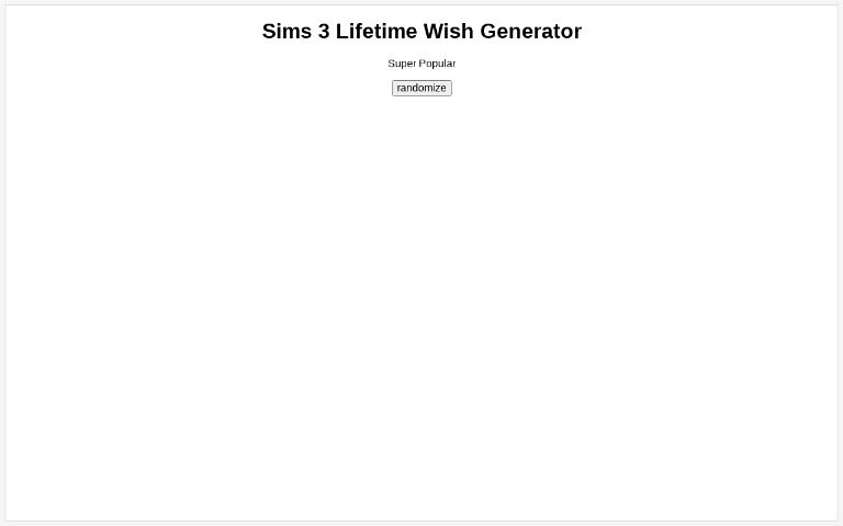 Sims 3 Lifetime Wish Generator
