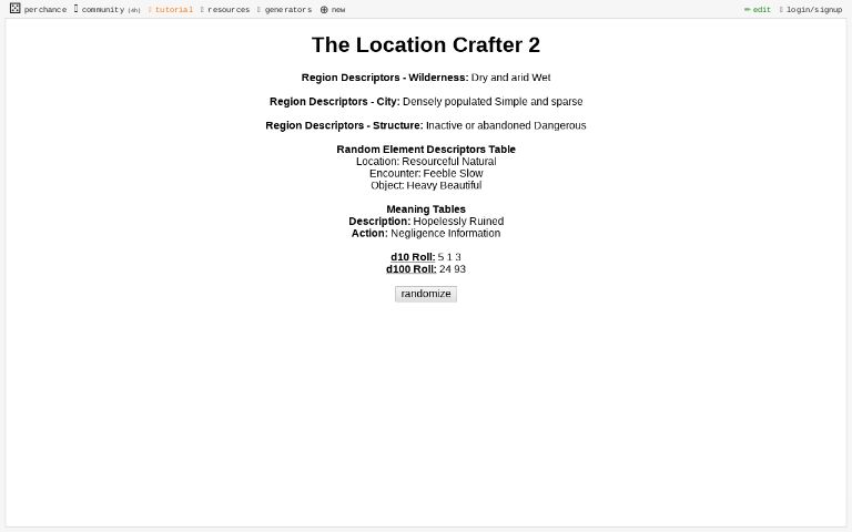 The Location Crafter 2 ― Perchance Generator