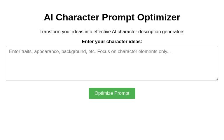 AI Character Prompt Optimizer ― Perchance Generator