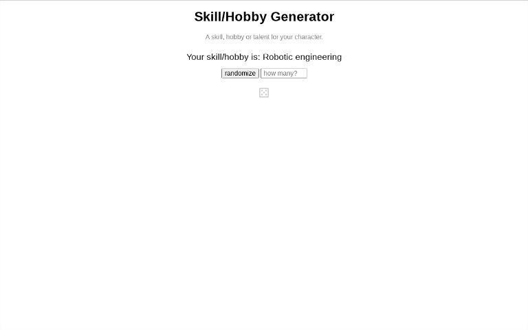 Skill/Hobby Generator