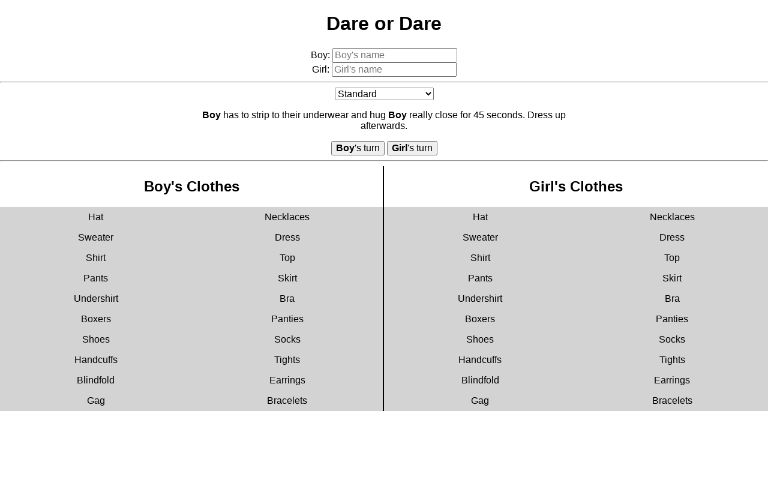 Dare or Dare ― Perchance Generator