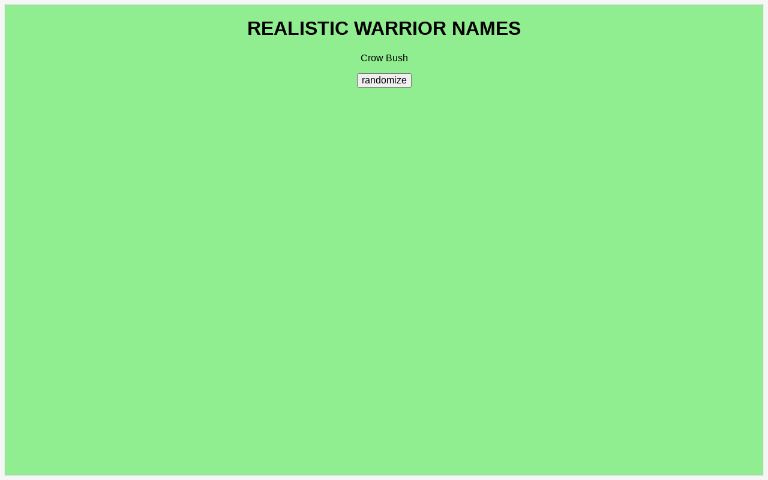 REALISTIC WARRIOR NAMES ― Perchance Generator