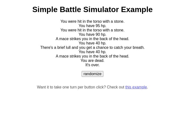 Simple Battle Simulator Example ― Perchance Generator