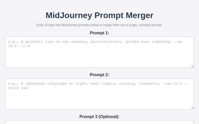 MidJourney Prompt Merger ― Perchance Generator