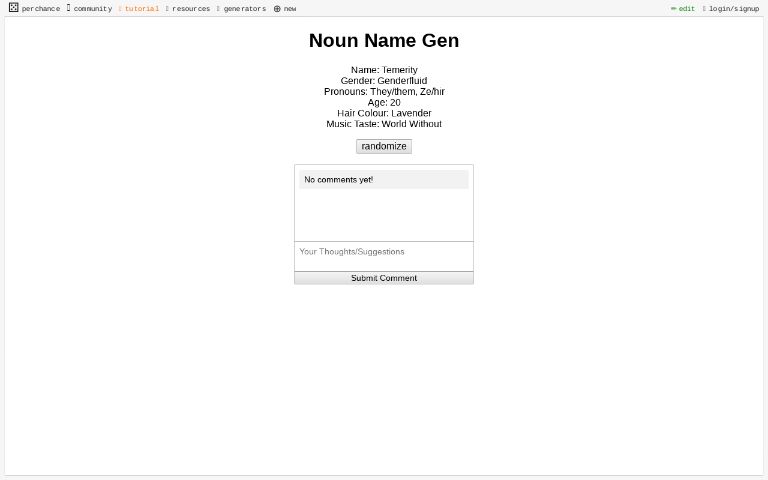 Noun Name Gen ― Perchance Generator
