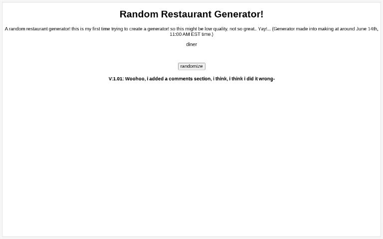Random Restaurant Generator!