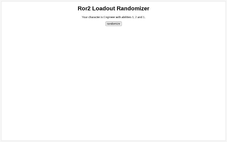Ror2 Loadout Randomizer ― Perchance Generator