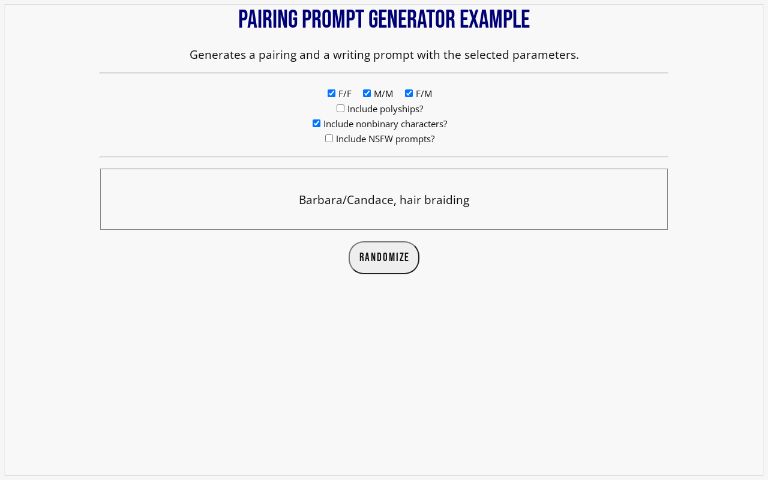 Pairing Prompt Generator Example