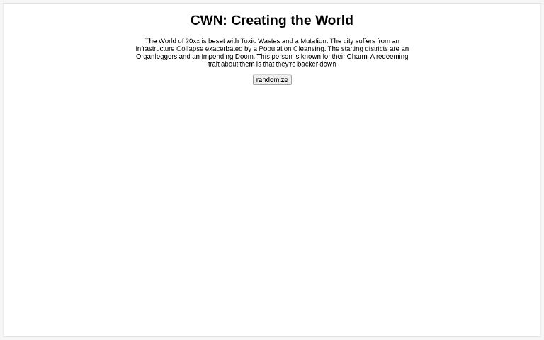 CWN: Creating the World ― Perchance Generator