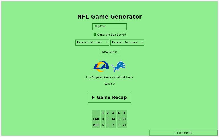 NFL Game Generator