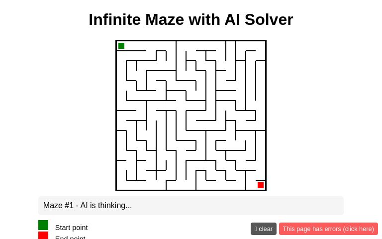 Infinite Maze with AI Solver ― Perchance Generator