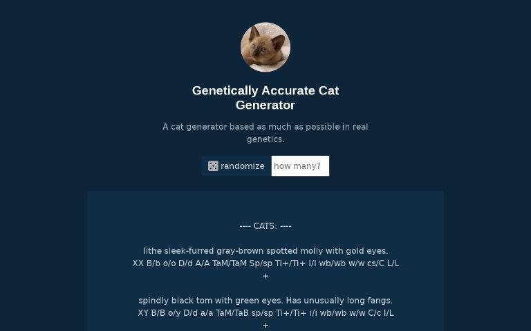 Genetically Accurate Cat Generator