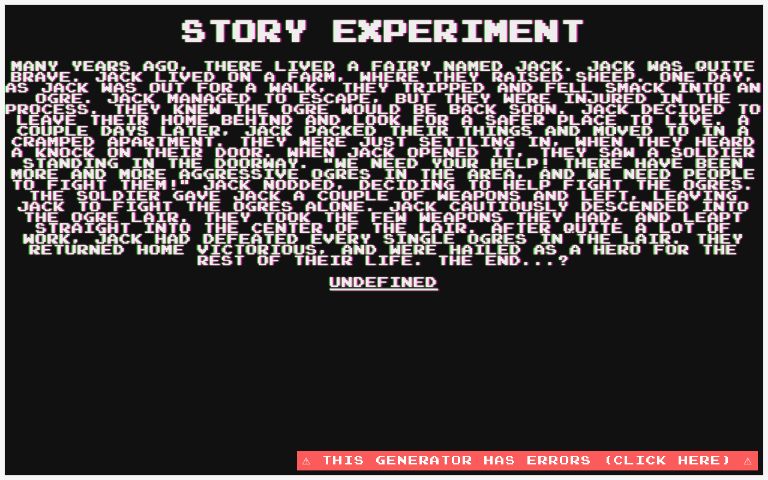 Story EXPERIMENT ― Perchance Generator