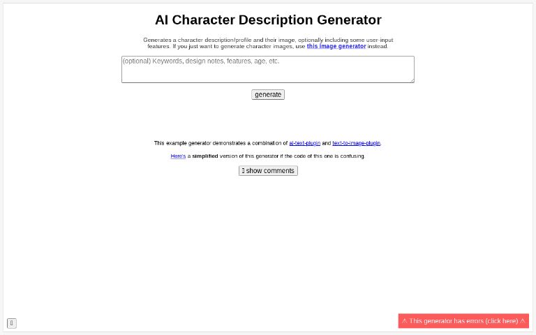 AI Character Description Generator