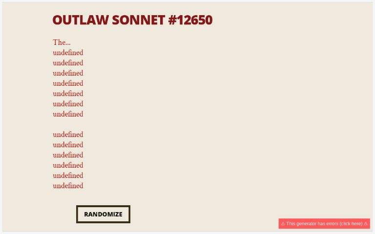 Outlaw Sonnets ― Perchance Generator