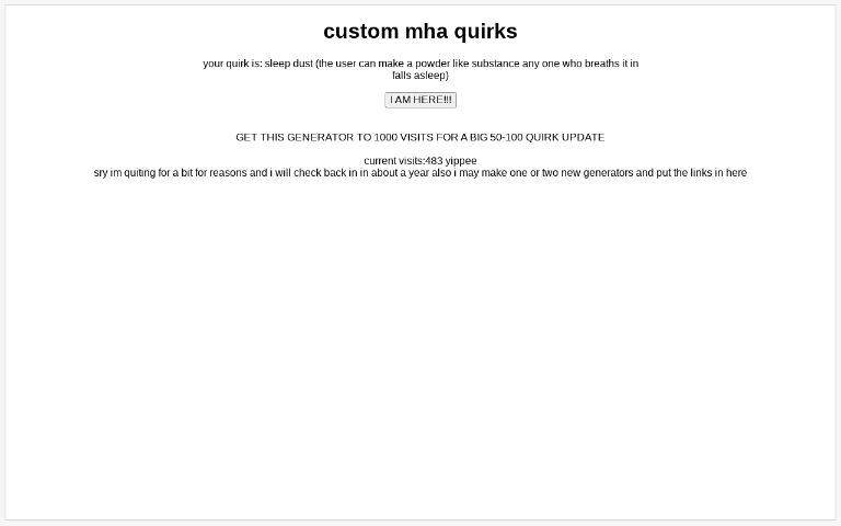 custom mha quirks ― Perchance Generator