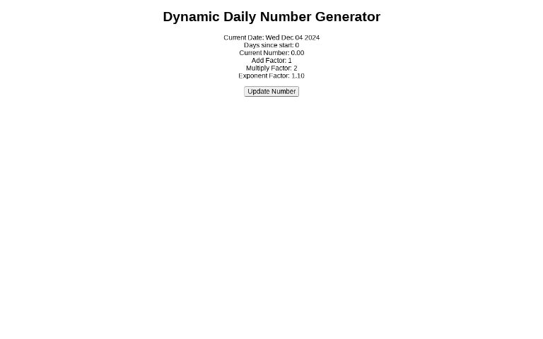 Dynamic Daily Number Generator