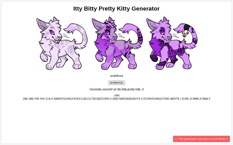 Itty Bitty Pretty Kitty Generator