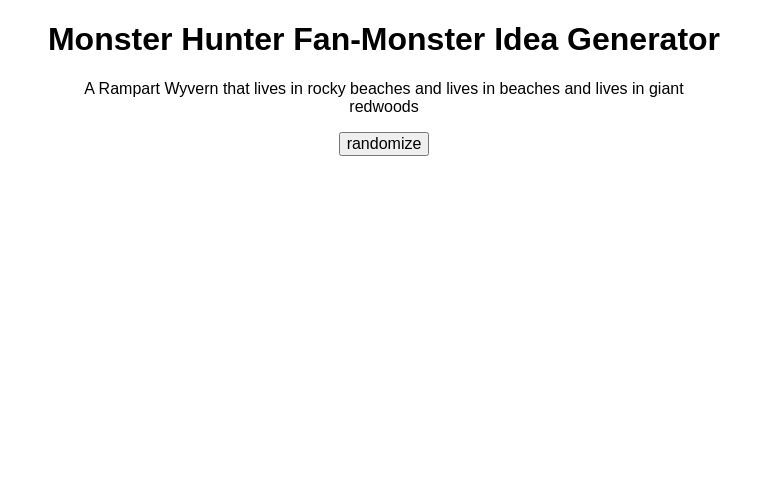 Monster Hunter Fan-Monster Idea Generator