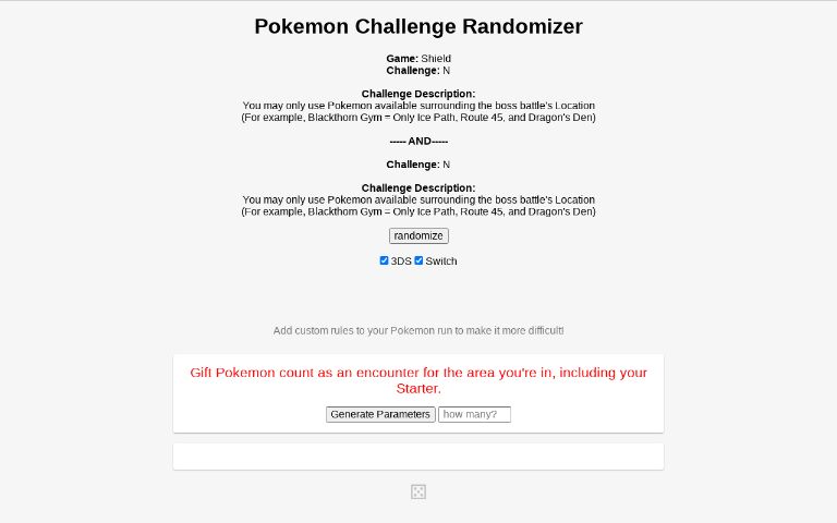 Pokemon Challenge Randomizer ― Perchance Generator