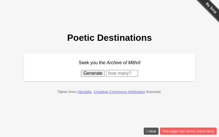 Poetic Destinations ― Perchance Generator