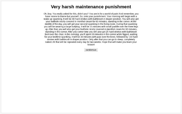 Very harsh maintenance punishment ― Perchance Generator