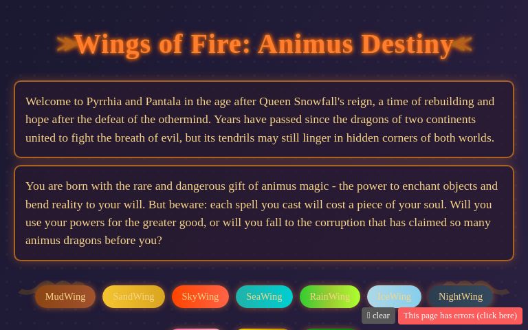 Wings of Fire: Animus Destiny ― Perchance Generator