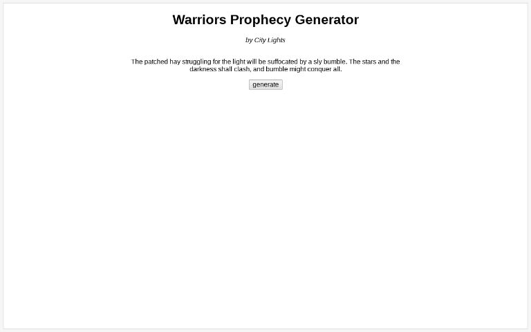 Warriors Prophecy Generator