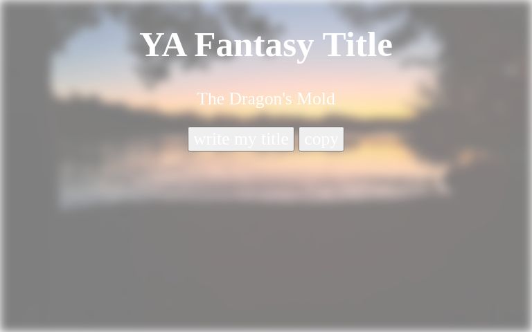 YA Fantasy Title ― Perchance Generator
