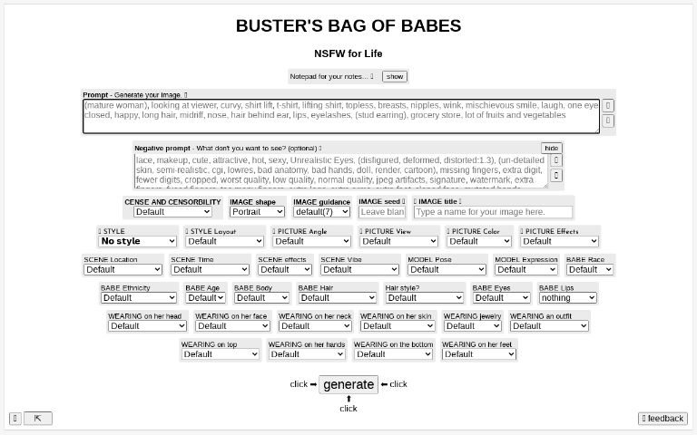 BUSTER'S BAG OF BABES ― Perchance Generator