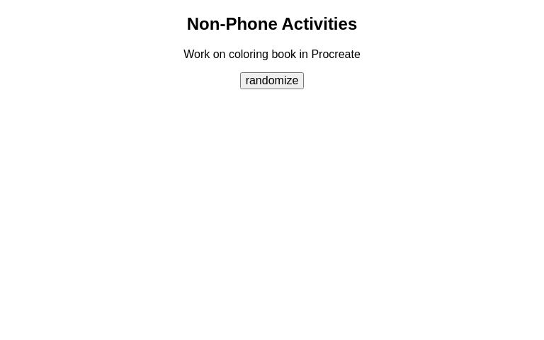 Non-Phone Activities ― Perchance Generator