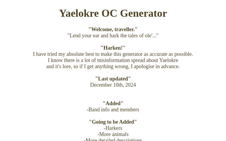 Yaelokre OC Generator