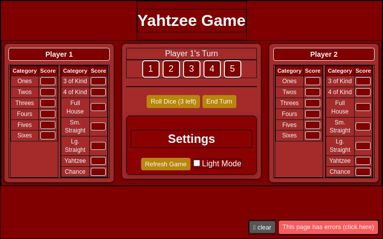 Yahtzee Game ― Perchance Generator