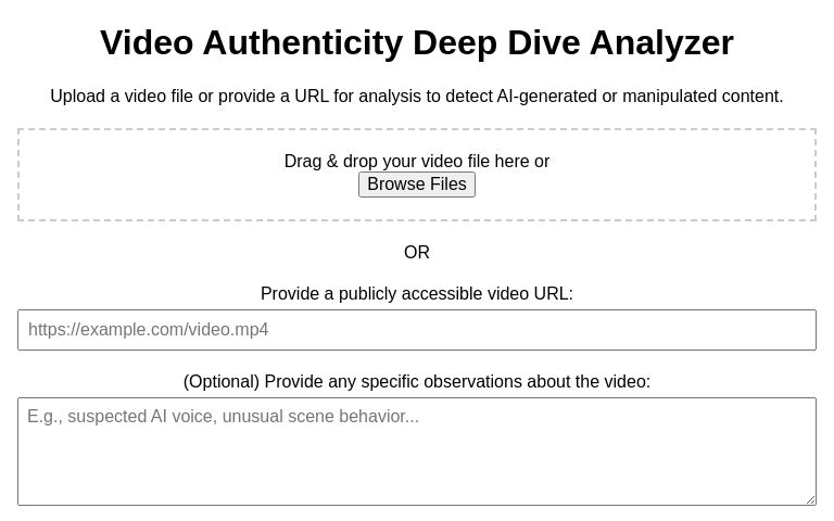 Video Authenticity Deep Dive Analyzer ― Perchance Generator