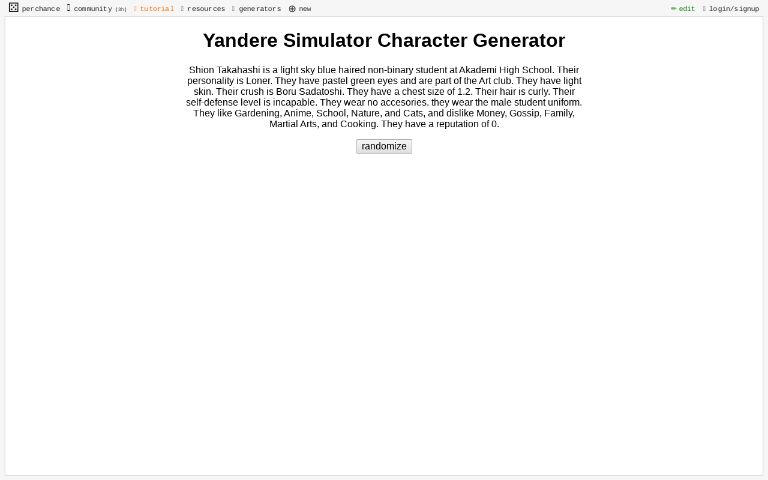 Yandere Simulator Character Generator