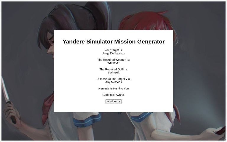 Yandere Simulator Mission Generator