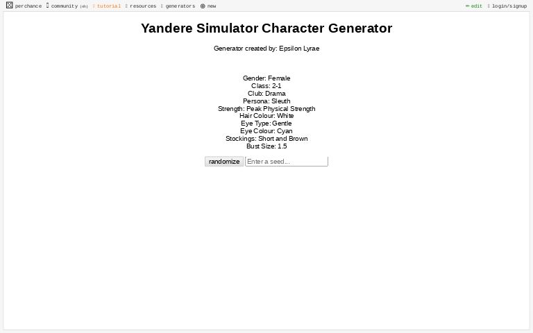 Yandere Simulator Character Generator