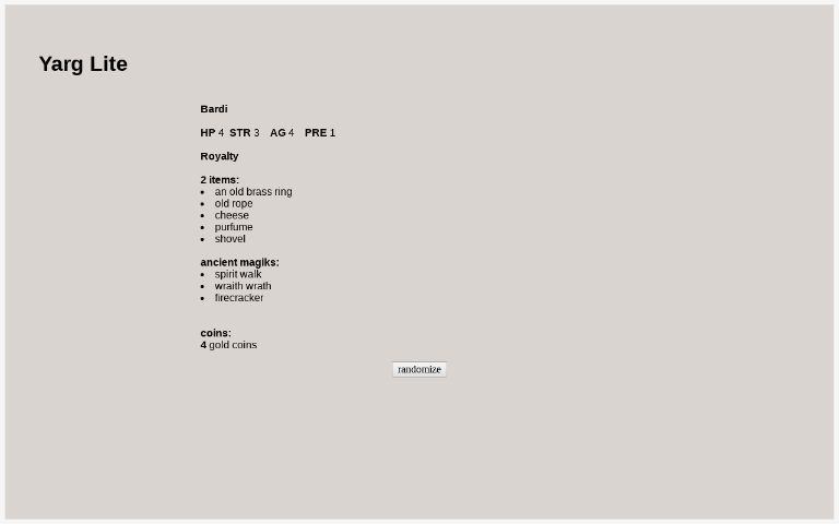 Yarg Lite ― Perchance Generator