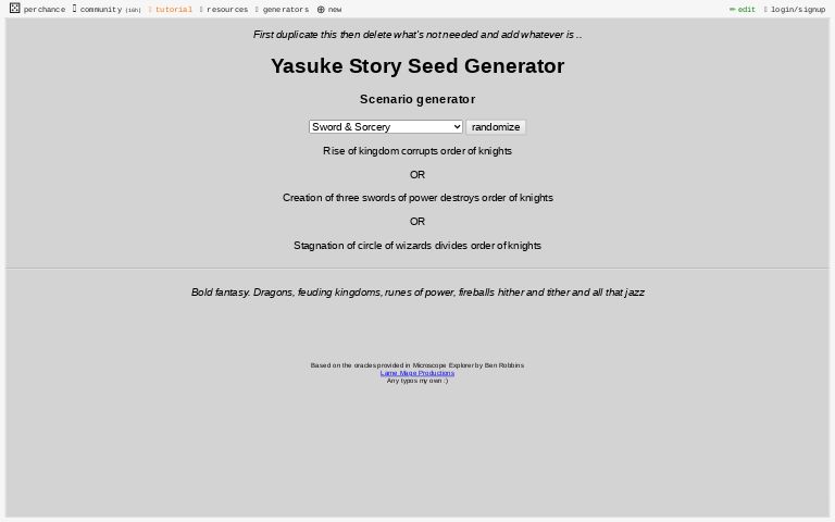 Yasuke Story Seed Generator