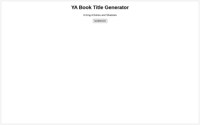 YA Book Title Generator