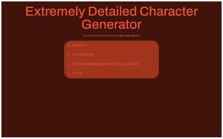 Extremely Detailed Character Generator
